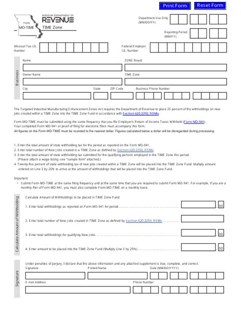 Form Mo Time Fill Out Sign Online And Download Fillable Pdf Missouri Templateroller