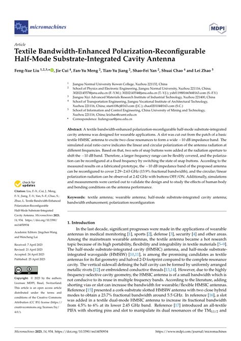 Pdf Textile Bandwidth Enhanced Polarization Reconfigurable Half Mode