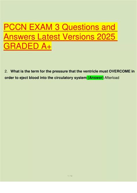 pccn exam 3 questions and answers latest versions 2025 graded a pccn
