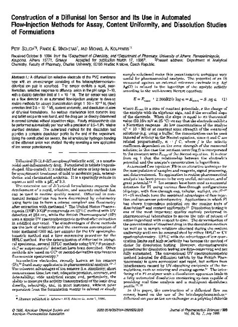Pdf Construction Of A Diflunisal Ion Sensor And Its Use In Automated Flow Injection Methods