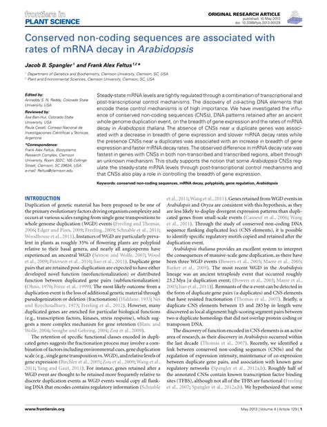 Pdf Conserved Non Coding Sequences Are Associated With Rates Of Mrna