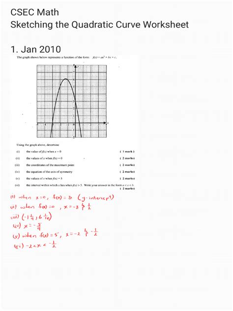 Csec Math Sketching The Quadratic Curve 240916 153540 Pdf