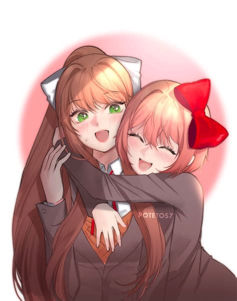 Monika And Sayori Doki Doki Literature Club Drawn By Potetos7 Danbooru