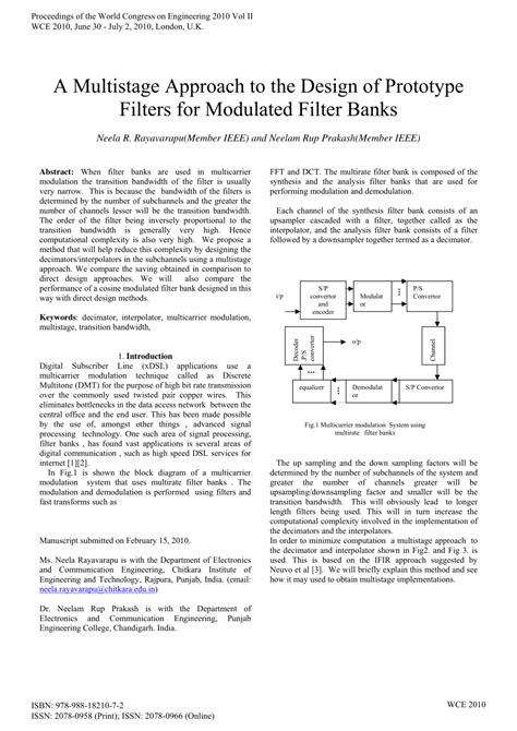 Pdf A Multistage Approach To The Design Of Prototype Filters For