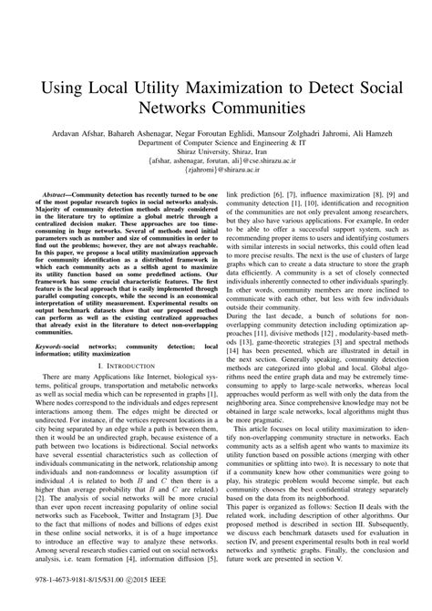 Pdf Using Local Utility Maximization To Detect Social Networks Communities