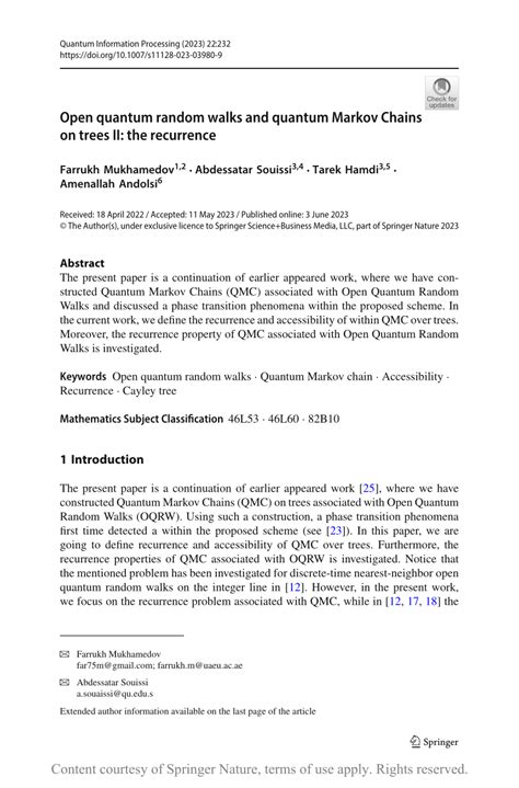 open quantum random walks and quantum markov chains on trees ii the