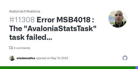 Error Msb4018 The Avaloniastatstask Task Failed Unexpectedly · Issue 11308 · Avaloniaui