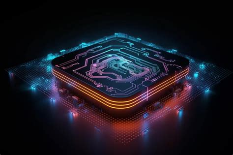 premium photo 3d rendering cpu chip on circuit board background