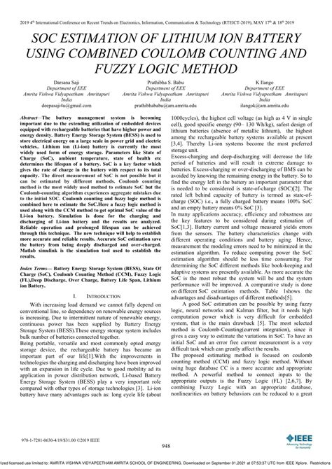 pdf soc estimation of lithium ion battery using combined coulomb