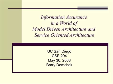 information assurance in a world of model driven architecture and