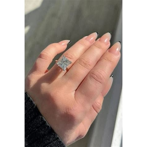 3ct Princess Cut Lab Created Diamond Solitaire Engagement Ring 14k