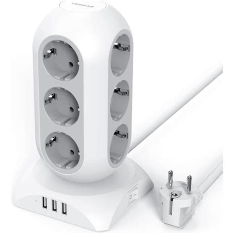 Prise Multiple Tour Multiprise 15 En 1 Avec 12 Prises Et 3 Usb Prise Avec Interrupteur Pour La