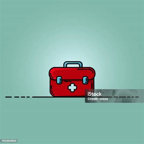 응급 처치 키트 상자 평면 그림입니다 백색 십자가 가진 의학 가슴입니다 가방에 대한 스톡 벡터 아트 및 기타 이미지 가방