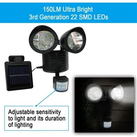 22 светодиодный налобный фонарь Регулируемый двойной детектор безопасности Солнечный Точечный