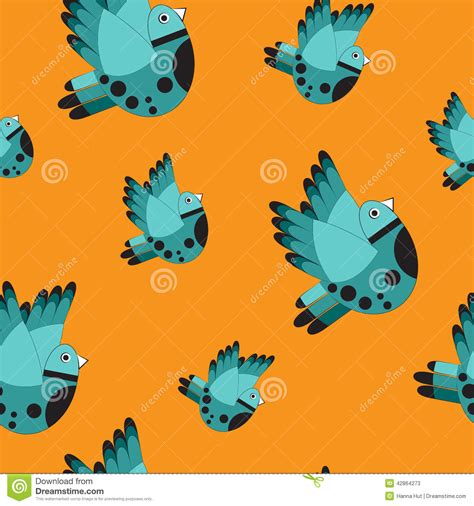 Seamless Pattern From Blue Birds Stock Vector Illustration Of Frame Pattern