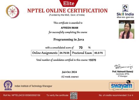 Afreen Imam On Linkedin Javaprogramming Nptel Certification