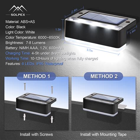 Solpex Horizontal Updated Black Solar Deck Lights Set Solpex