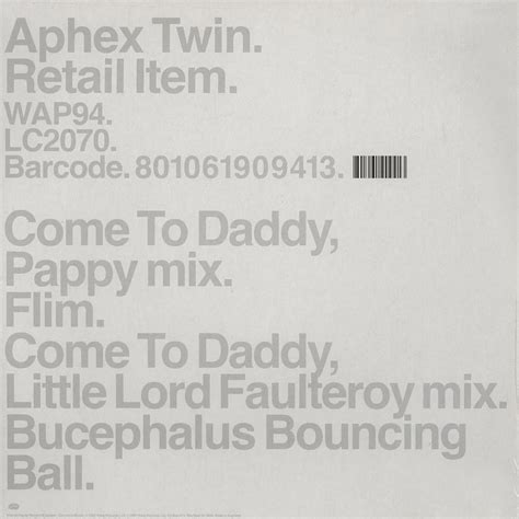 Aphex Twin Come To Daddy Vinyl 12 1997 Uk Reissue Hhv