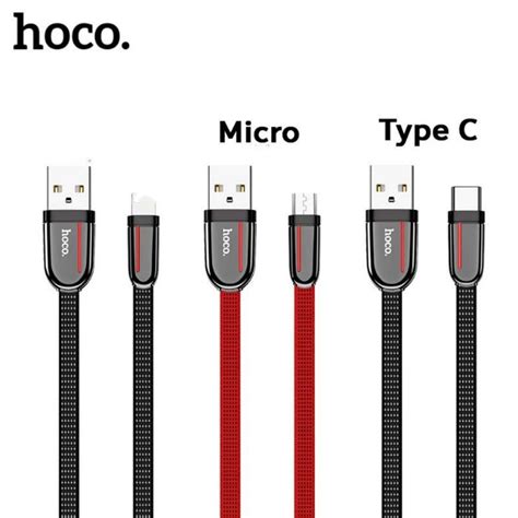 Hoco U74 24a สายชาร์จถักแบบแบน สำหรับ Ip Micro Usb Type C30a