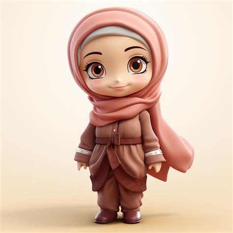 3d Hijab Girl Animated Character Premium Ai Generated Image