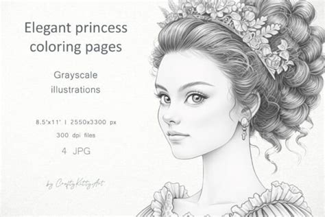 Princess Beauty Adult Coloring Pages Graphic By Craftykittyart