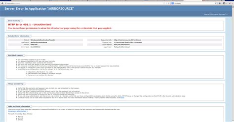 Falun By Day Windows Authentication Fails On Local Site 0xc000006d