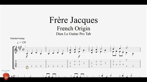 Frère Jacques Guitar Tabs Youtube
