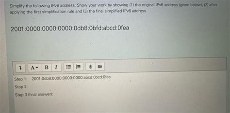 Solved Simplify The Following Ipv6 Address Show Your Work