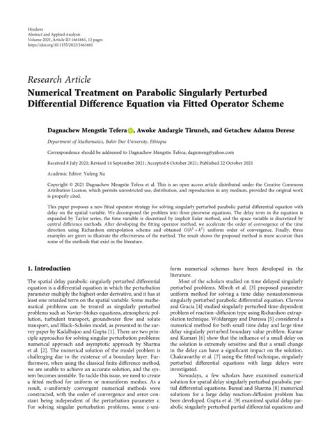 Pdf Numerical Treatment On Parabolic Singularly Perturbed Differential Difference Equation Via