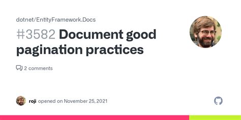Document Good Pagination Practices · Issue 3582 · Dotnetentityframeworkdocs · Github