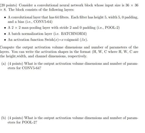 Solved 20 Points Consider A Convolutional Neural Network