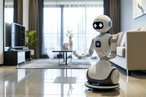 A Robot Assistant Helping With Household Chores Stock Illustration Illustration Of Floor Room