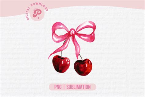 Cherry Bow Png Preppy Pink Bow Cherry Graphic By Totally Posie