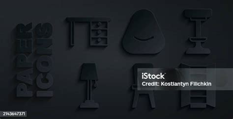 세트 의자 플로어 램프 옷장 푸프 및 사무실 책상 아이콘 벡터 3차원 형태에 대한 스톡 벡터 아트 및 기타 이미지 3차원 형태 가구 가정의 방 Istock