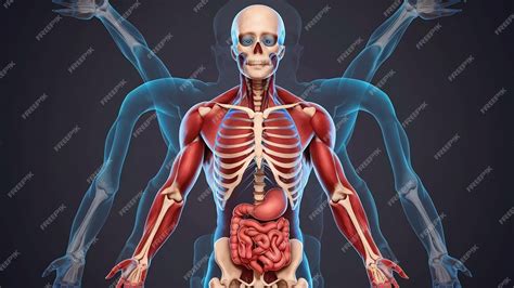 Premium Photo 3d Illustration Of A Male Skeleton Muscle System Bone