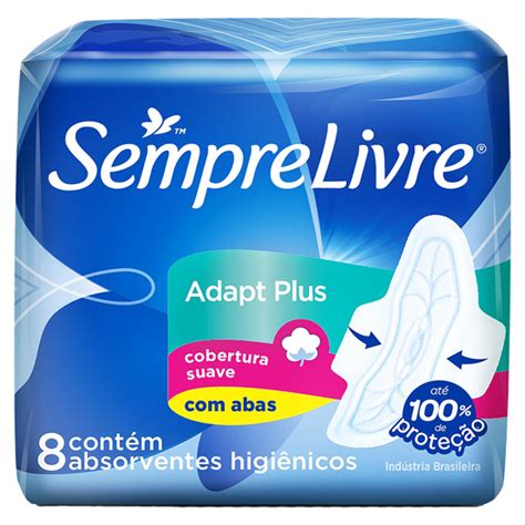 Absorvente Com Abas Suave Sempre Livre Adapt Plus Pacote 8 Unidades