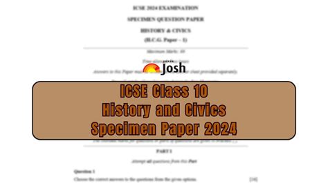 ICSE Class History And Civics Specimen Paper Paper CISCE Class
