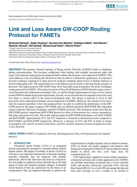 [pdf] Link And Loss Aware Gw Coop Routing Protocol For Fanets