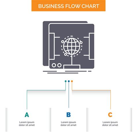3d Dimensional Holographic Scan Scanner Business Flow Chart Design With 3 Steps Glyph Icon