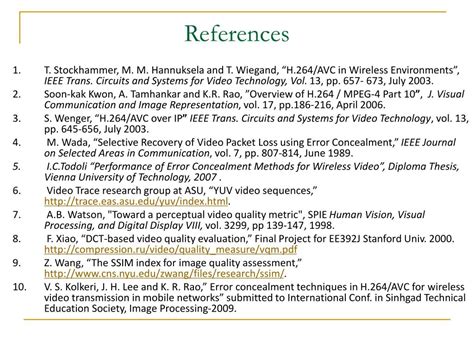 Ppt Error Concealment Techniques In H264avc For Video Transmission