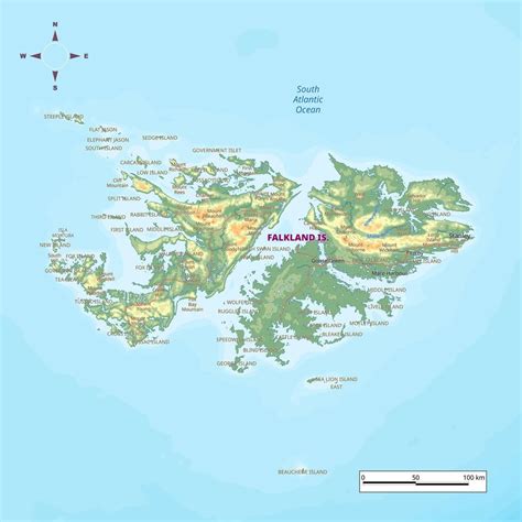 Malvinas Islas Detallado Físico Político Mapa 49753098 Vector En Vecteezy
