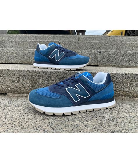 NEW BALANCE Синие замшевые низкие кроссовки / кеды 574 для мужчин ...