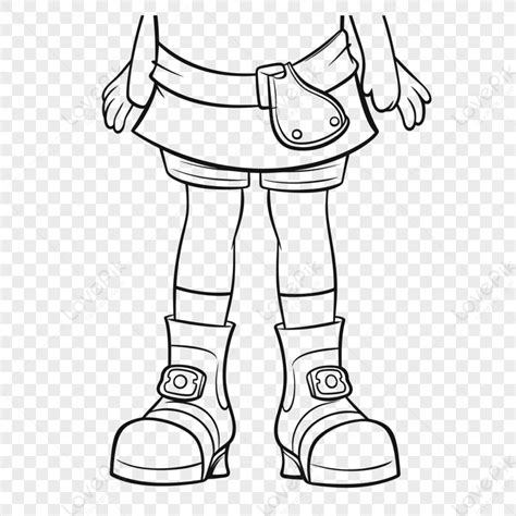 부츠 아웃라인 스케치 그림이 있는 소녀의 무료 색칠 공부 페이지 벡터 머리 선 그리기 Png 일러스트 무료 다운로드 Lovepik