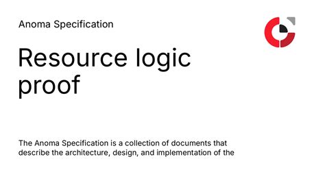 Resource Logic Proof Anoma Specification