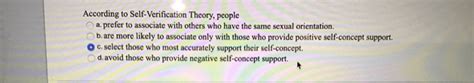 Solved According To Self Verification Theory People A