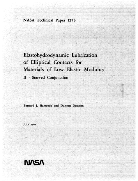 Pdf Elastohydrodynamic Lubrication Of Elliptical Contacts For Materials Of Low Elastic Modulus