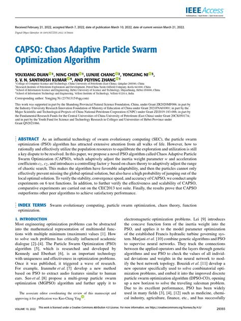 Capso Chaos Adaptive Particle Swarm Optimization Algorithm Pdf