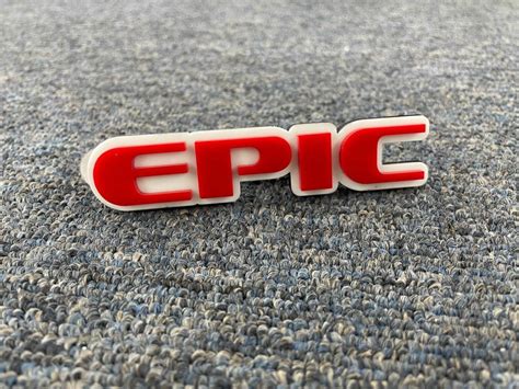 Epic Car Badge Red On White Oem Font Atomic Car Concepts