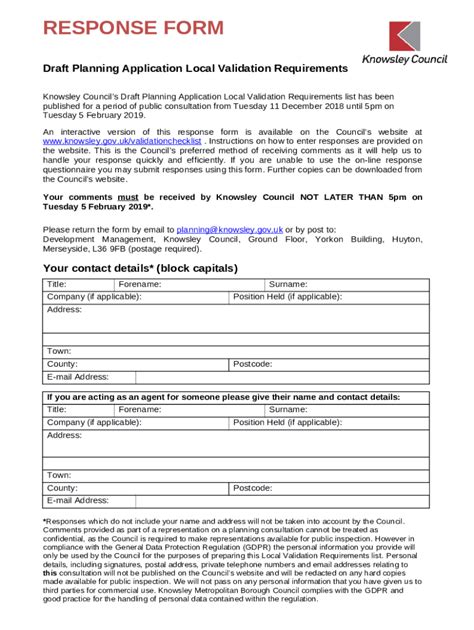Planning Application Local Validation Checklist Consultation Doc