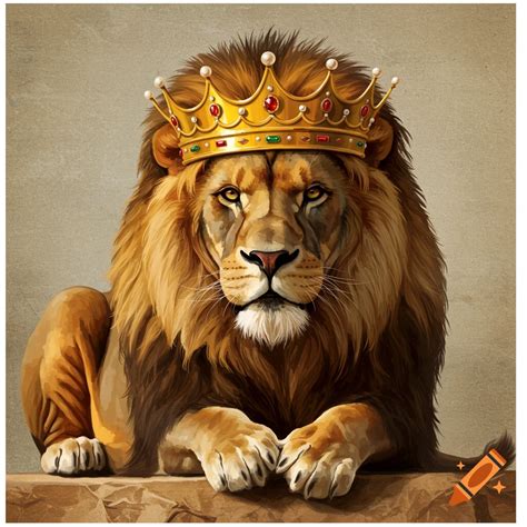 Lion With Crown Full Color Majestic Symbol Of Power In Vibrant Art